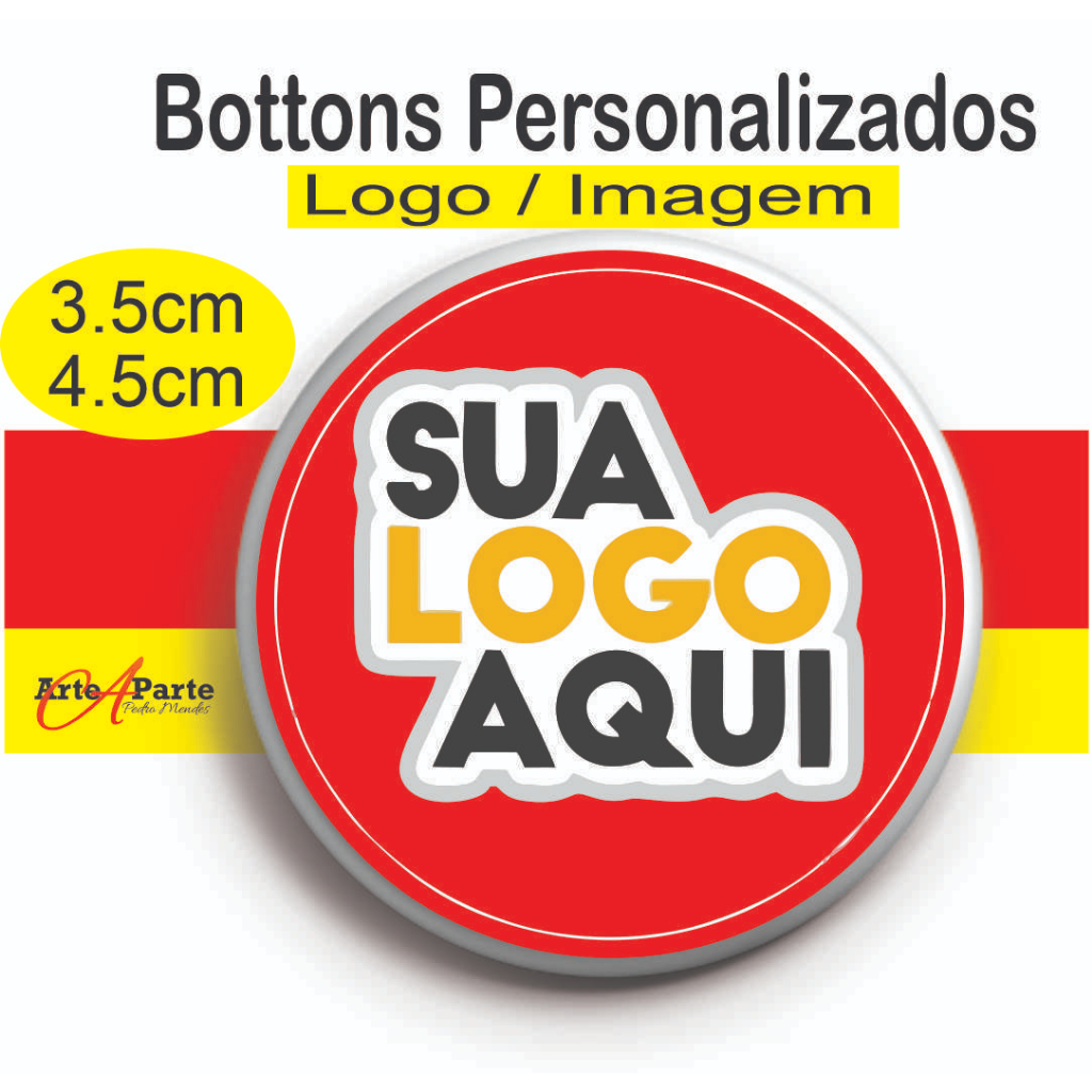 10 Bottons com logo ou foto personalizados, artes 3,5 4,5 ou 5,5 cm ...