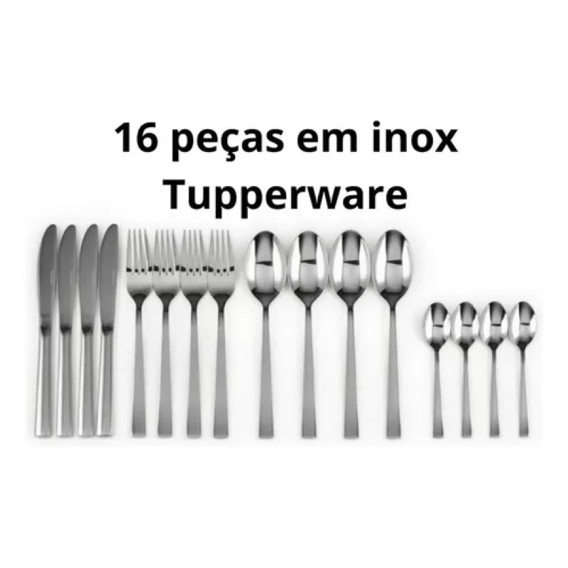 Conjunto Kit de Talheres Inox 16 peças Tupperware | Shopee Brasil