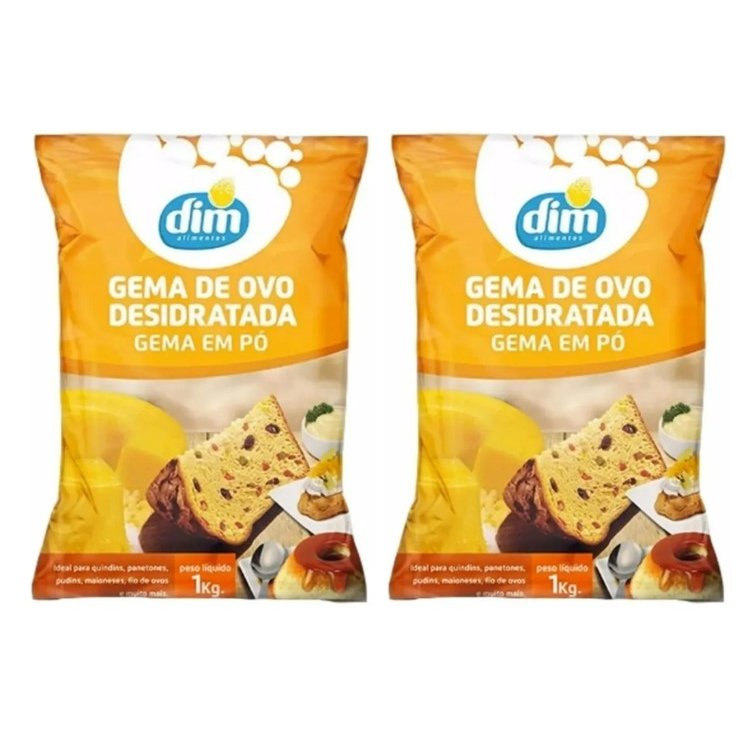 kit 2 pacotes Gema De Ovo Pasteurizada Em Pó Dim - 1 Kg | Shopee Brasil