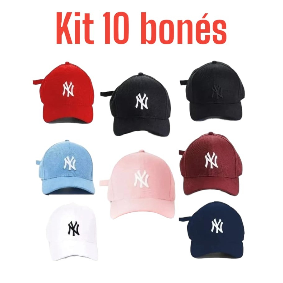 Kit com 10 Bones NY New York Yankees Aba Curva Snapback Masculino e ...