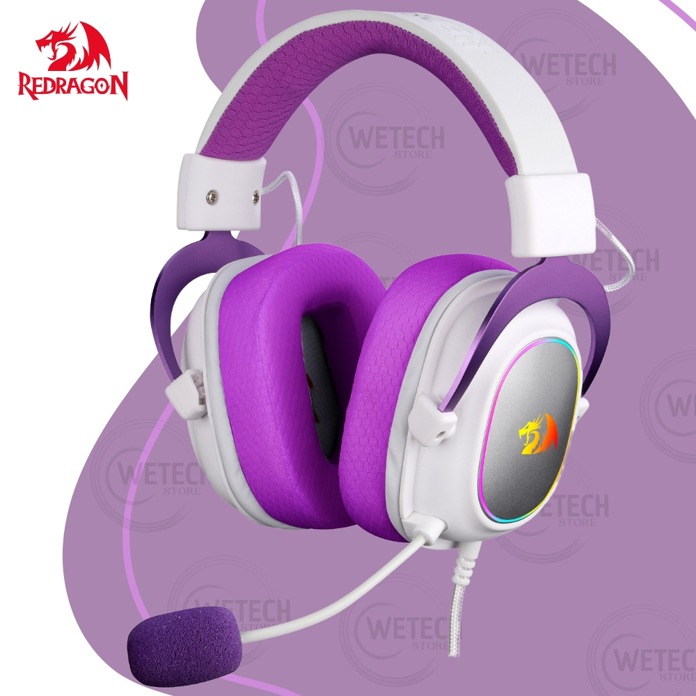 Headset Gamer Redragon Zeus X Branco Com Roxo RGB H510WP-RGB 7.1 ...