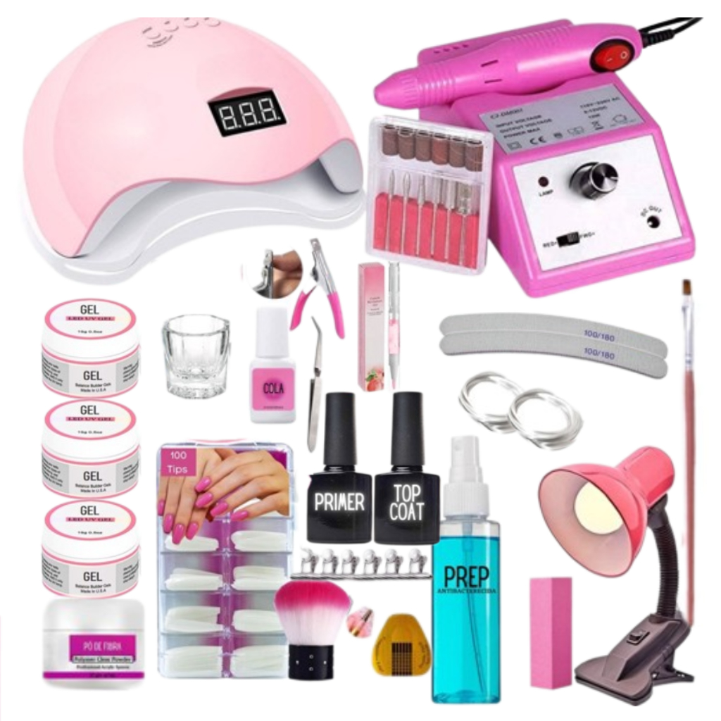 Kit De Unhas Completo Profissional Unhas De Gel Acrigel Fibra De Vidro ...