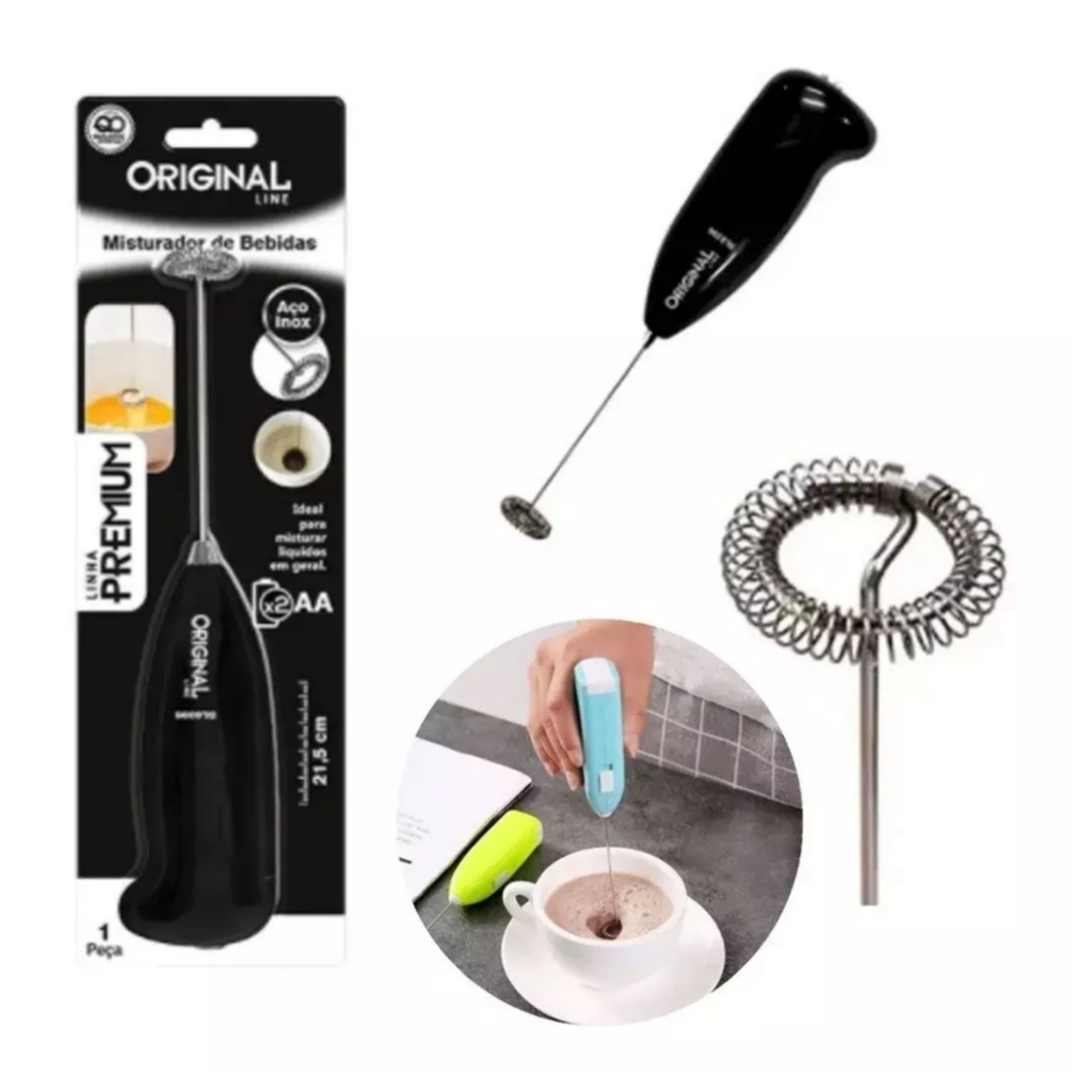 Misturador Mini Mixer Elétrico 21,5cm Batedor Multicolorido Inox Café ...