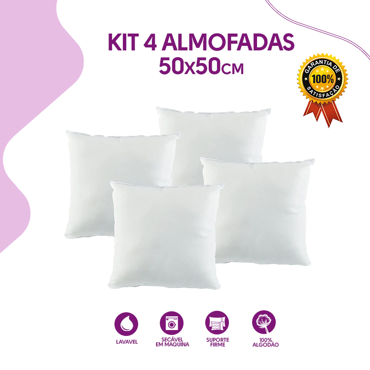 KIT COM 4 REFIL DE ENCHIMENTO PARA ALMOFADAS 50x50 FIBRA SILICONADA ... KIT COM 4 REFIL DE ENCHIMENTO PARA ALMOFADAS 50x50 FIBRA SILICONADA ...