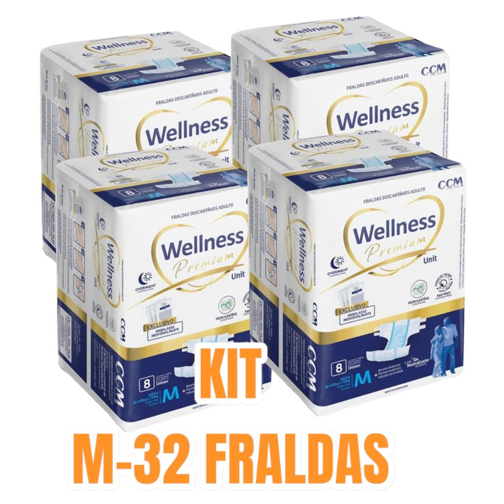 Fralda Geriátrica noturna Wellness Premium KIT COM 4 PACOTES TOQUE DE ...