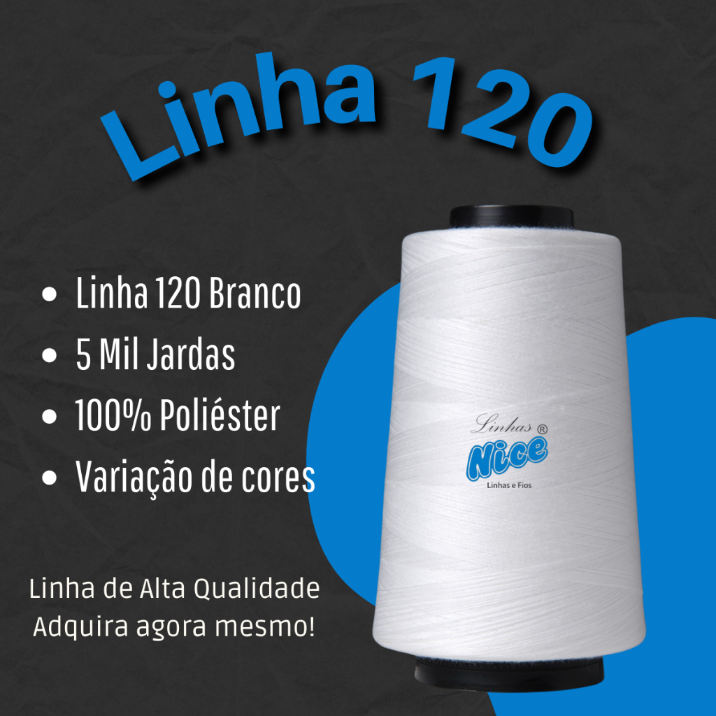 LINHA 120 PARA COSTURA DE 5 MIL JARDAS - KIT COM 10 CONES - LINHAS NICE | Shopee Brasil