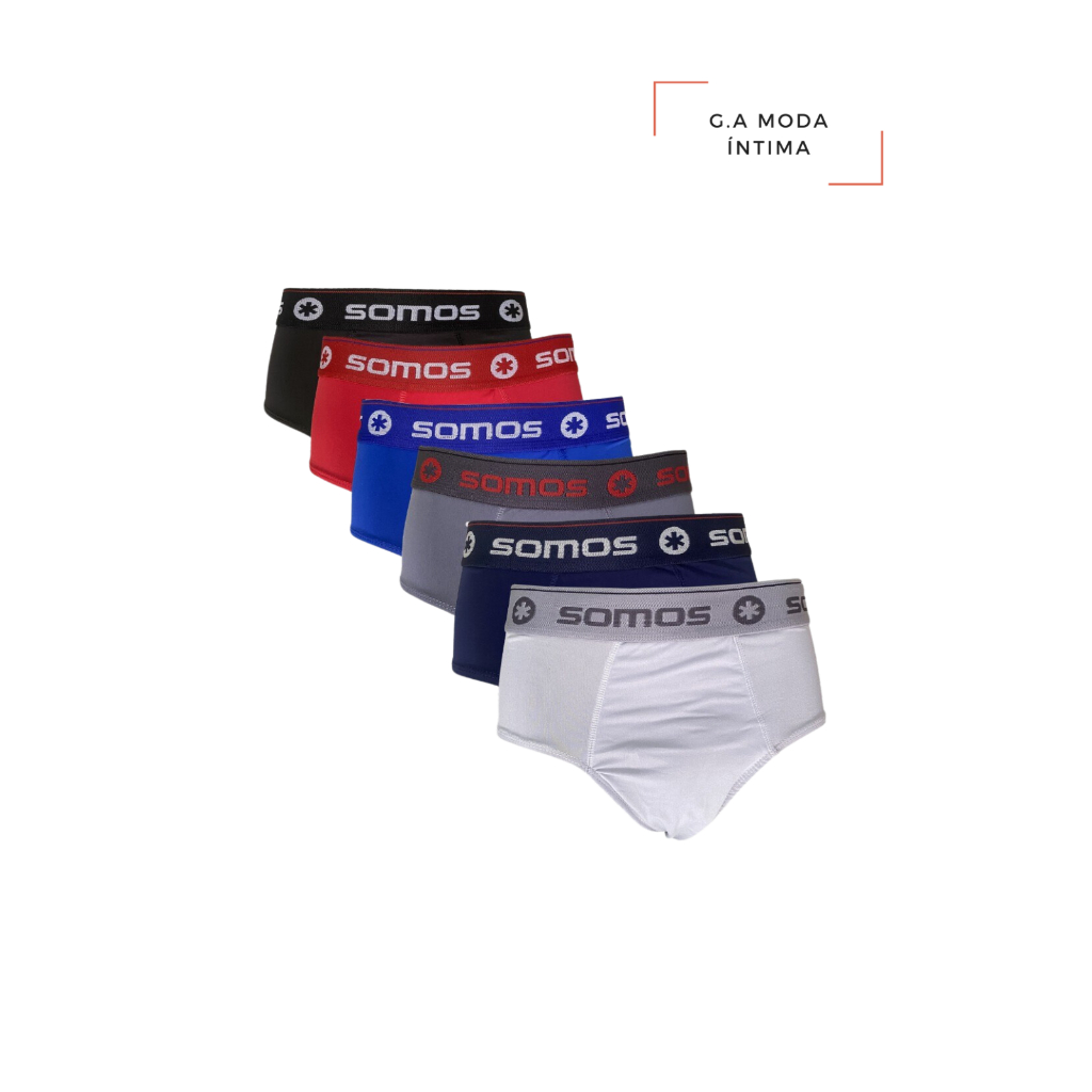 Kit 6 Cuecas Slip Plus Size GG1 ao GG3 C/Forro 100% Algodão | Shopee Brasil