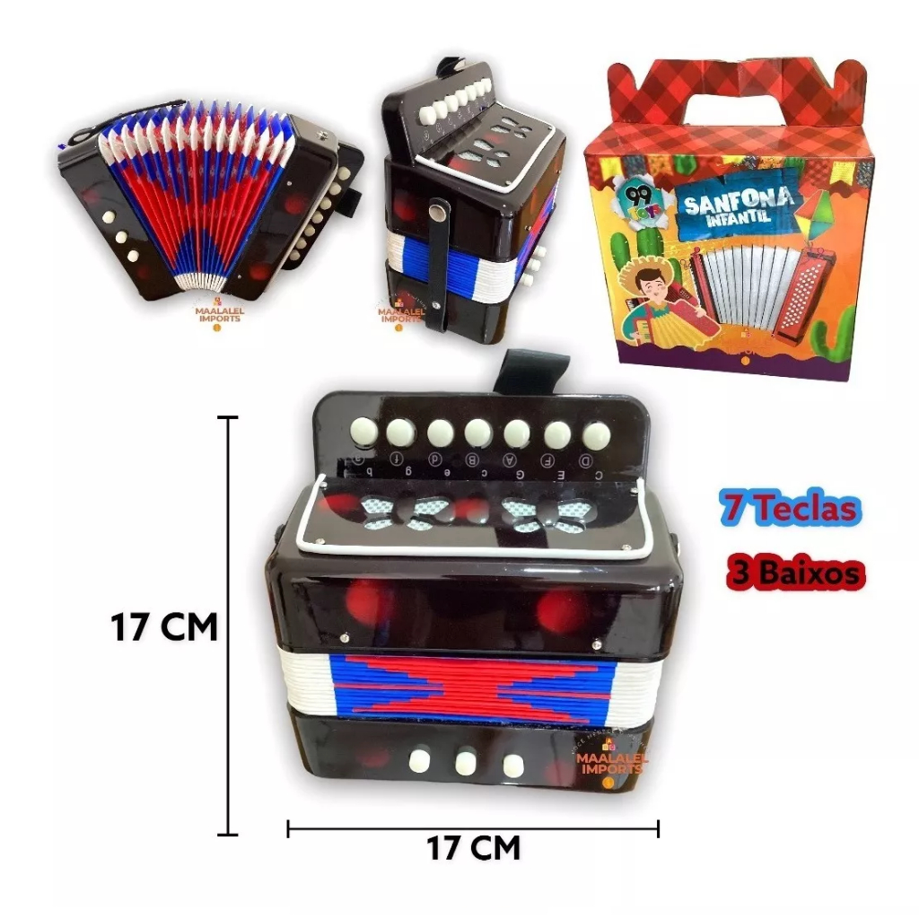 Sanfona Acordeon instrumento musical infantil aprendizagem | Shopee Brasil