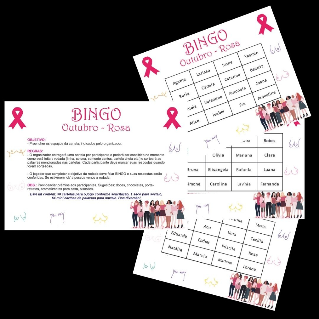 Bingo Personalizado - Outubro Rosa - Mulheres | Shopee Brasil