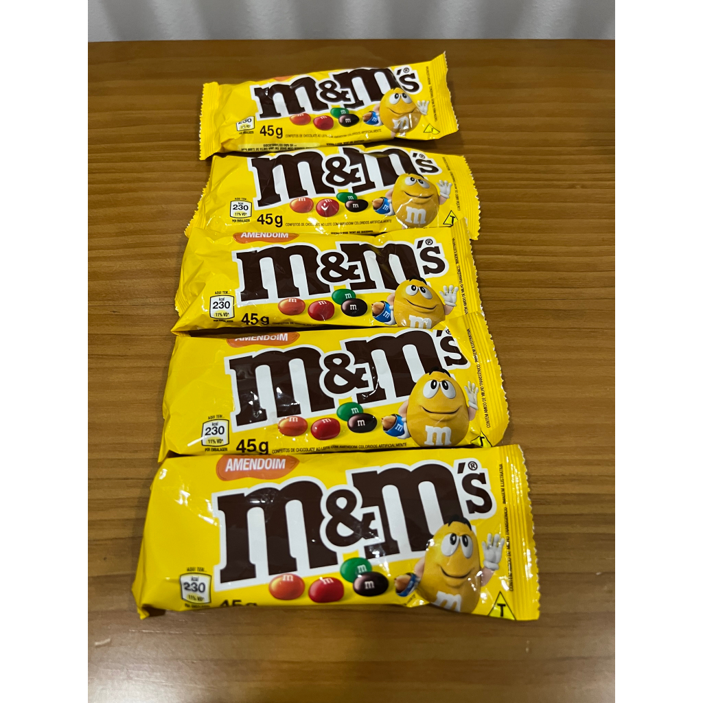 Kit 5 Pacotes Confeitos Amendoim Chocolate M&Ms 45g | Shopee Brasil