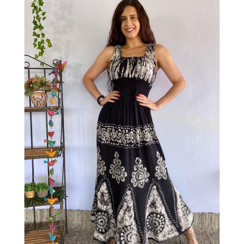 Vestido Indiano Longo Batik Bordado Moda Indiana Feminina Evangelica ...