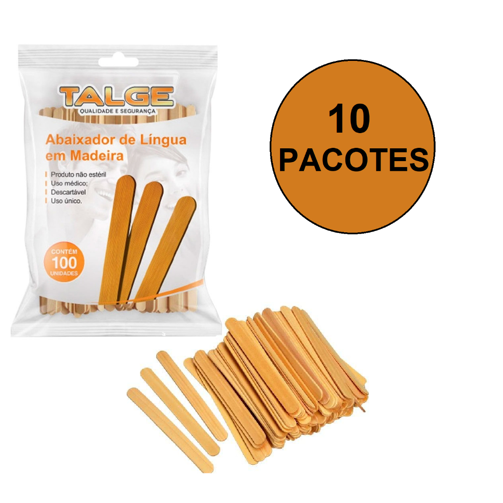 Abaixador De Língua Espátula De Madeira 10 Pacotes - 1000und - Talge ...