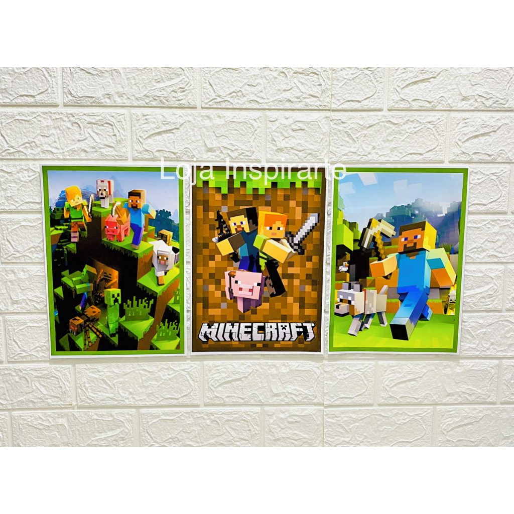 3 Pôsteres A4 - Minecraft | Shopee Brasil