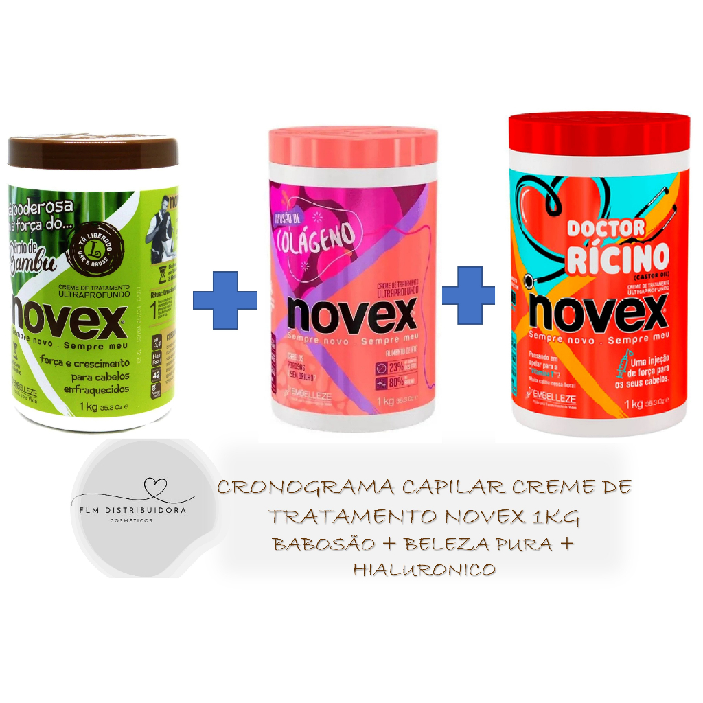 Cronograma Capilar Creme de Tratamento Novex 1Kg Bambu + Rícino + Colágeno | Shopee Brasil