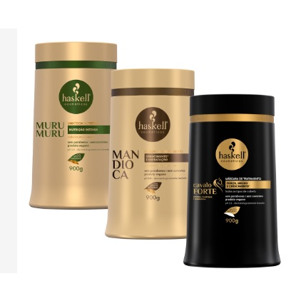 Kit Haskell Mascaras Murumuru , Cavalo Forte e Mandioca 900g | Shopee Brasil