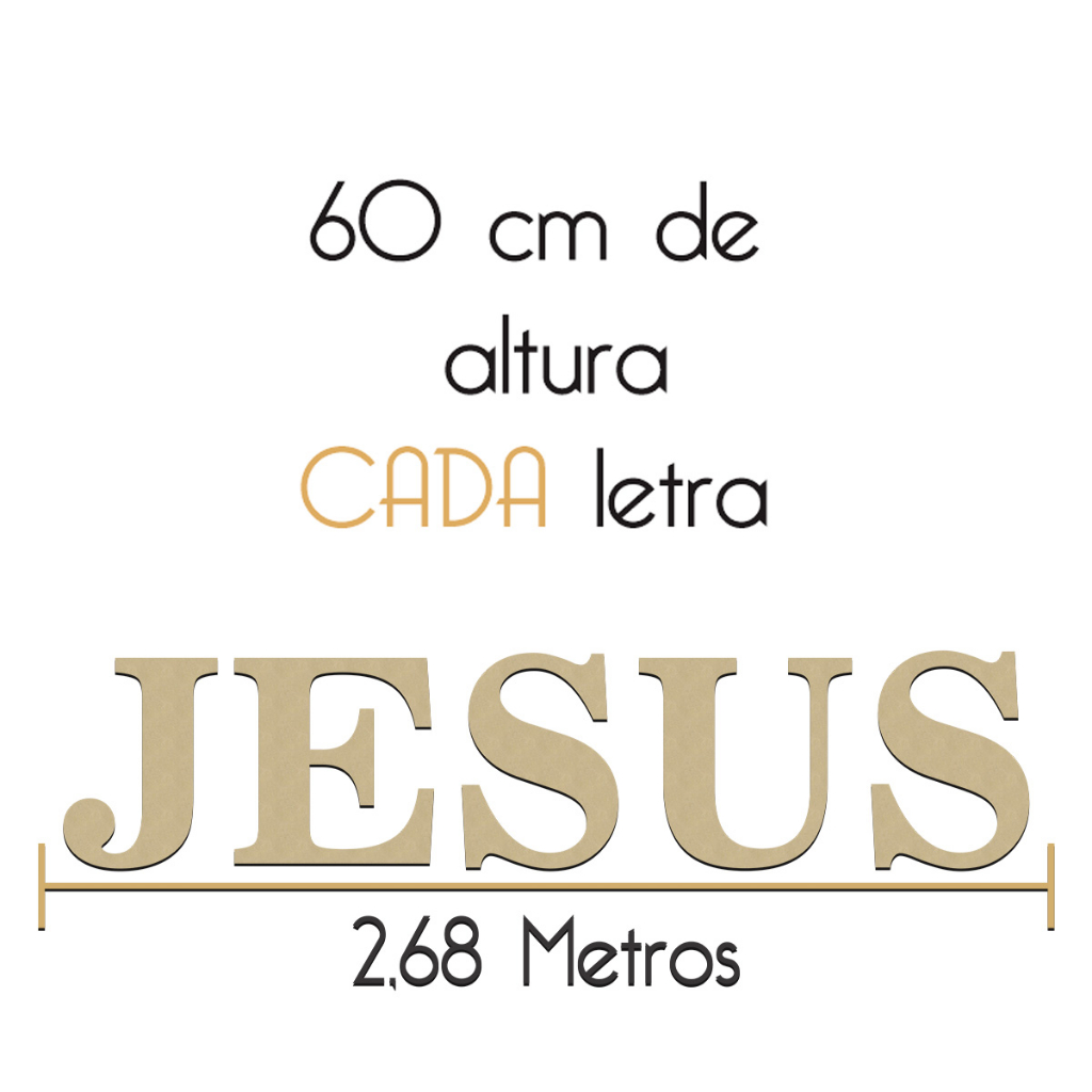 Letreiro Jesus Grande Para Parede 60 Cm Cada Letra Igreja Religioso ...