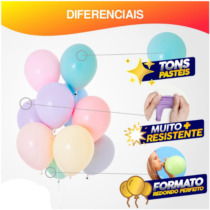 Balões Candy Colors - 5, 9 e 16 polegadas - Balões Pic Pic | Shopee Brasil
