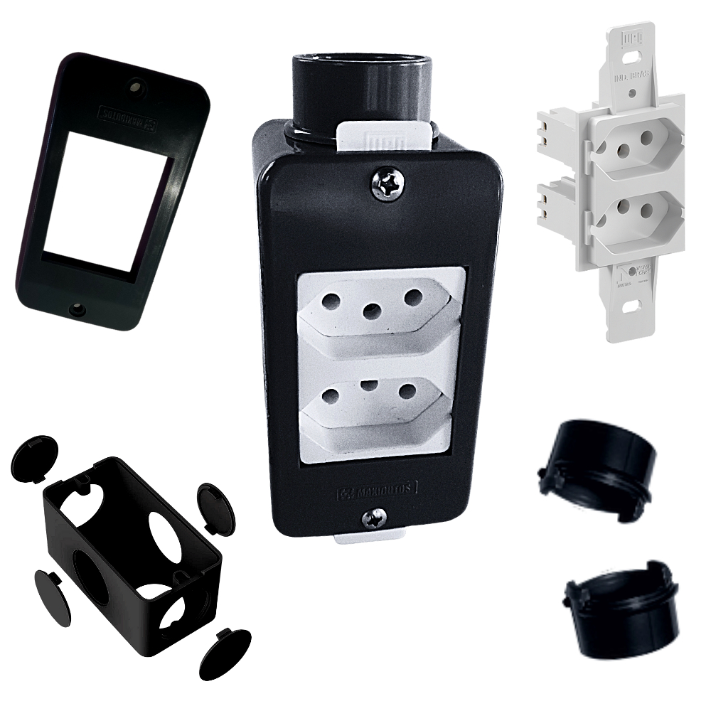 Kit Tomadas Duplas Sobrepor Para Eletroduto Pvc 3 4 Completo