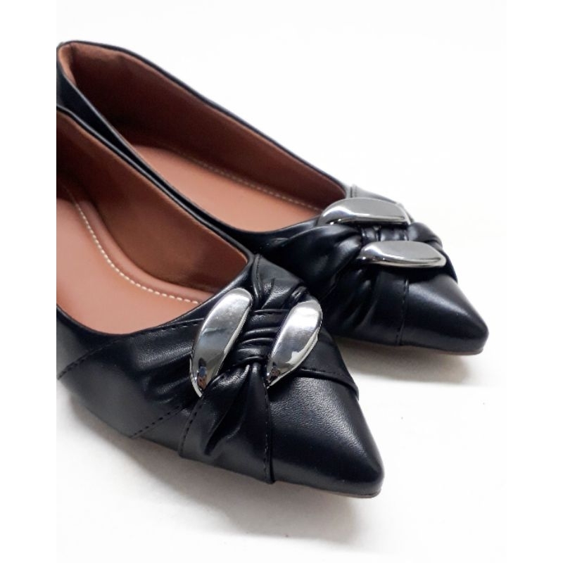 Sapatilha Feminina Elo Corrente Confort Elegante Preta Bico Fino Alongado | Shopee Brasil