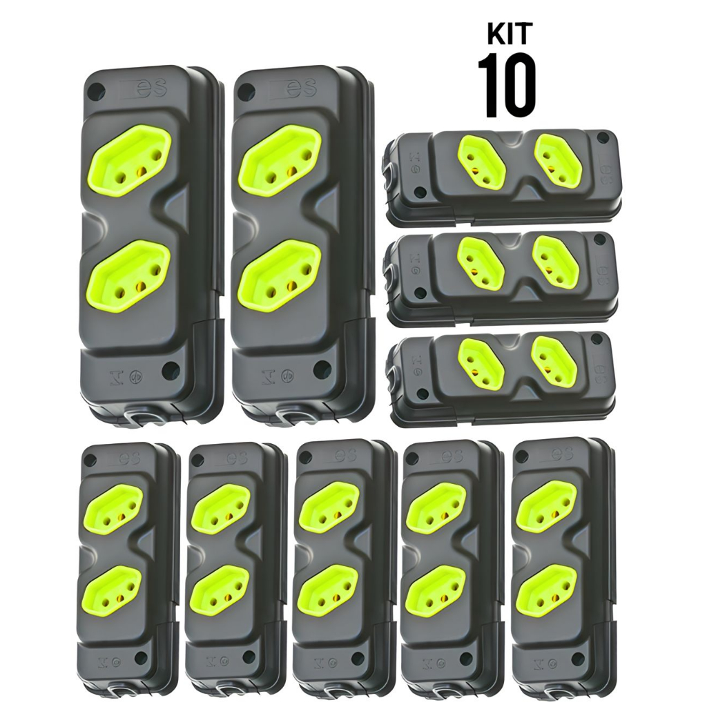 Kit 10 Tomada Barra 2 Polos 20A 2p+t Fiolux Preto Pronta Entrega ...