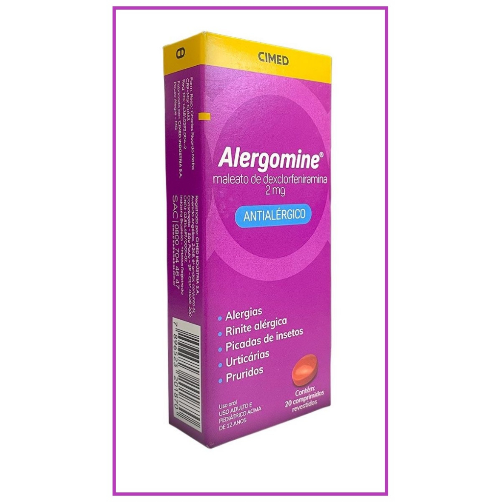 Alergomine Antialérgico 2mg 20 Comprimidos - Cimed | Shopee Brasil