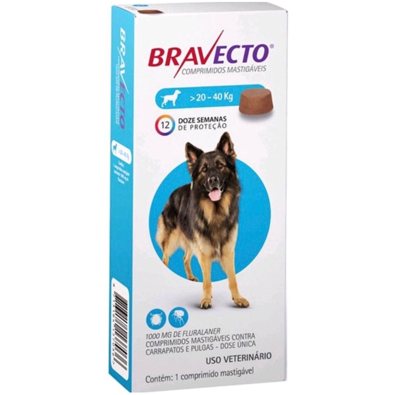 bravecto anti pulgas e carrapatos Para cães de 20 a 40 kg 2 comprimido ! | Shopee Brasil