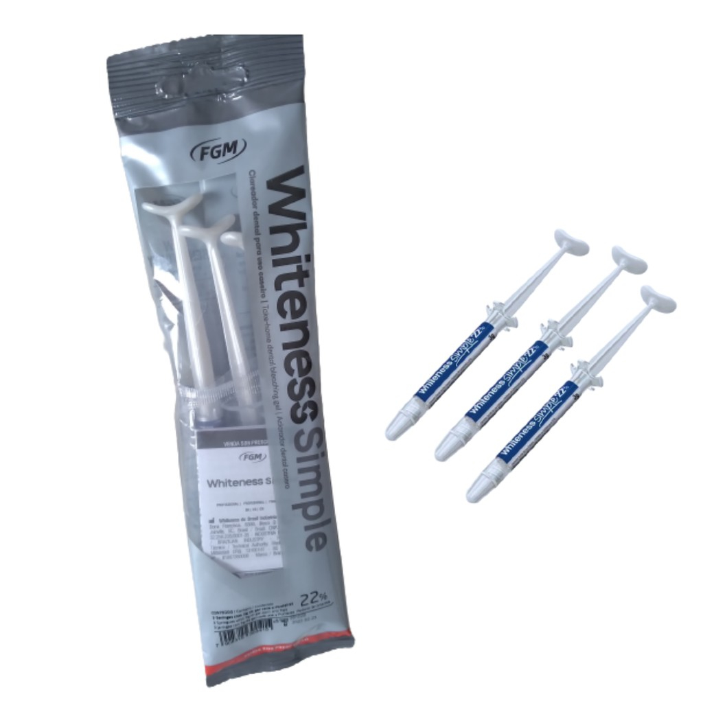 Clareamento Dental Caseiro Whiteness Simple 22% - FGM (1 Kit com 3 Un ...