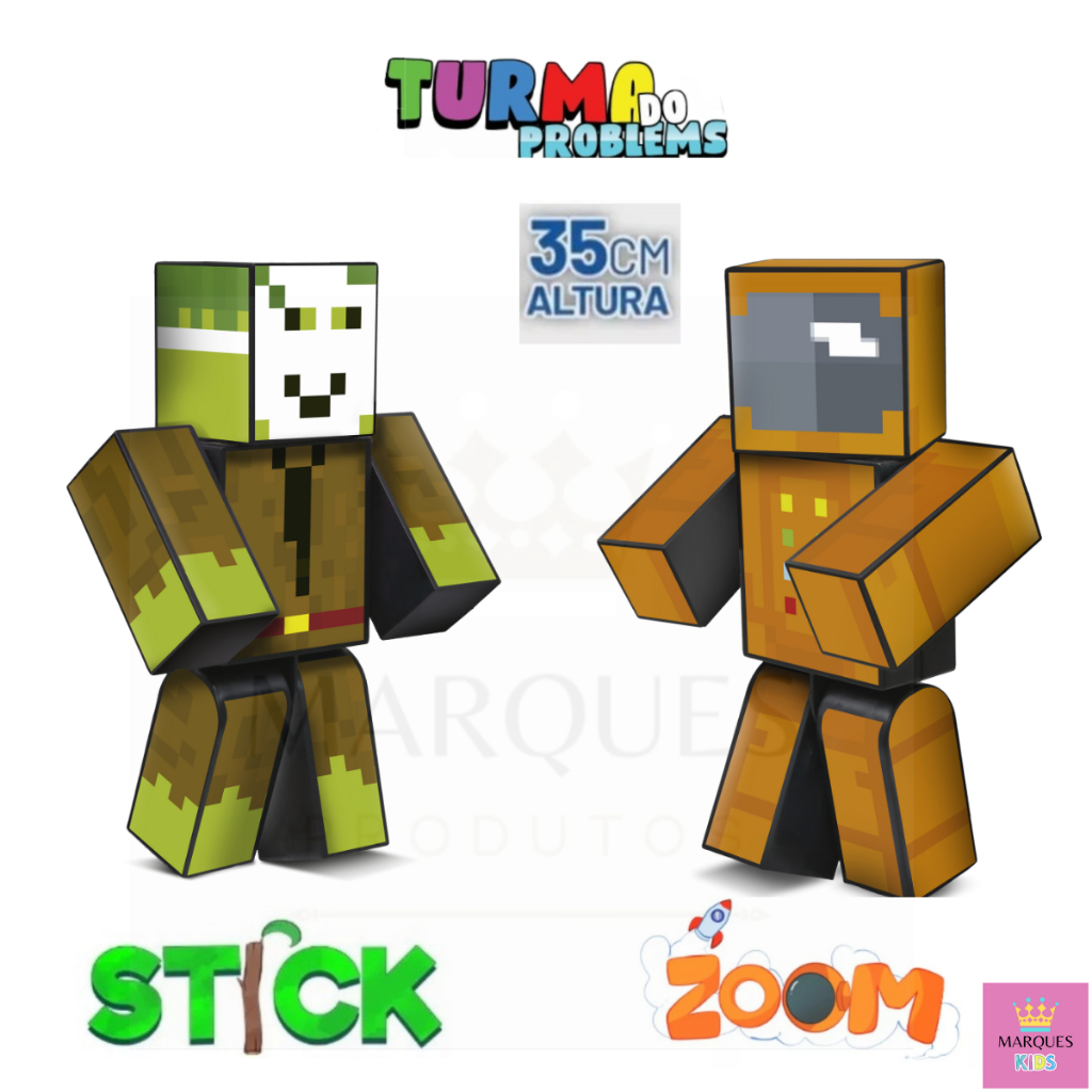 Boneco Stick + Zoom 35 cm Kit Minecraft Turma do Problems Original ...