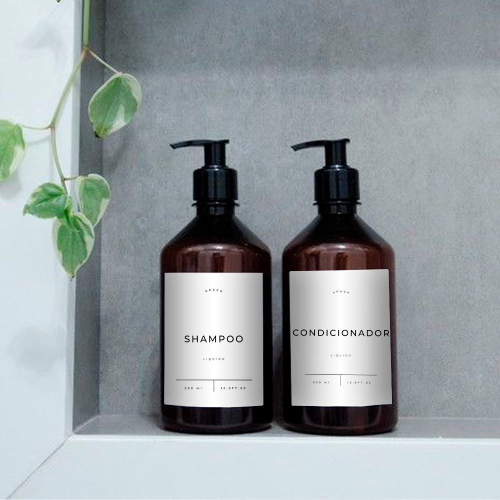 Kit 2 Frascos Âmbar pharma - Shampoo Condicionador 500Ml Pet Cilíndrico ...
