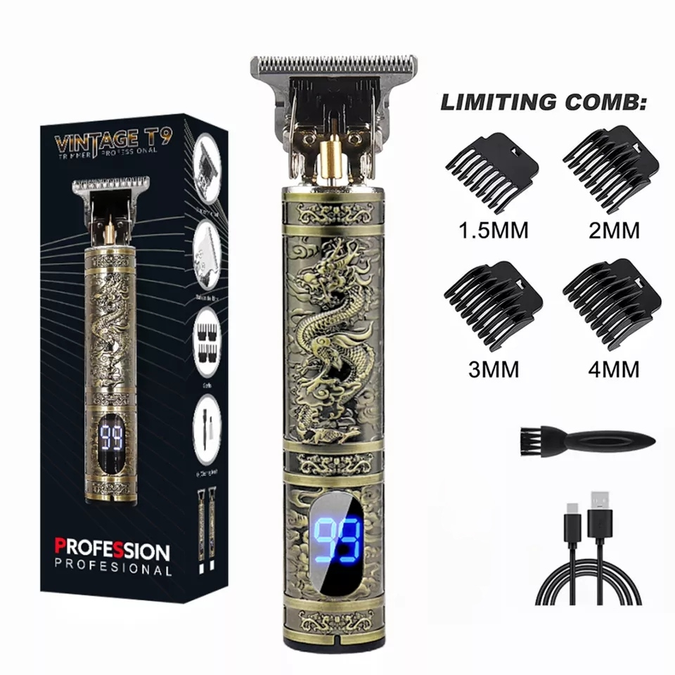 Máquina Corta Cabelo E Barba Vintage T9 Design Suave | Shopee Brasil