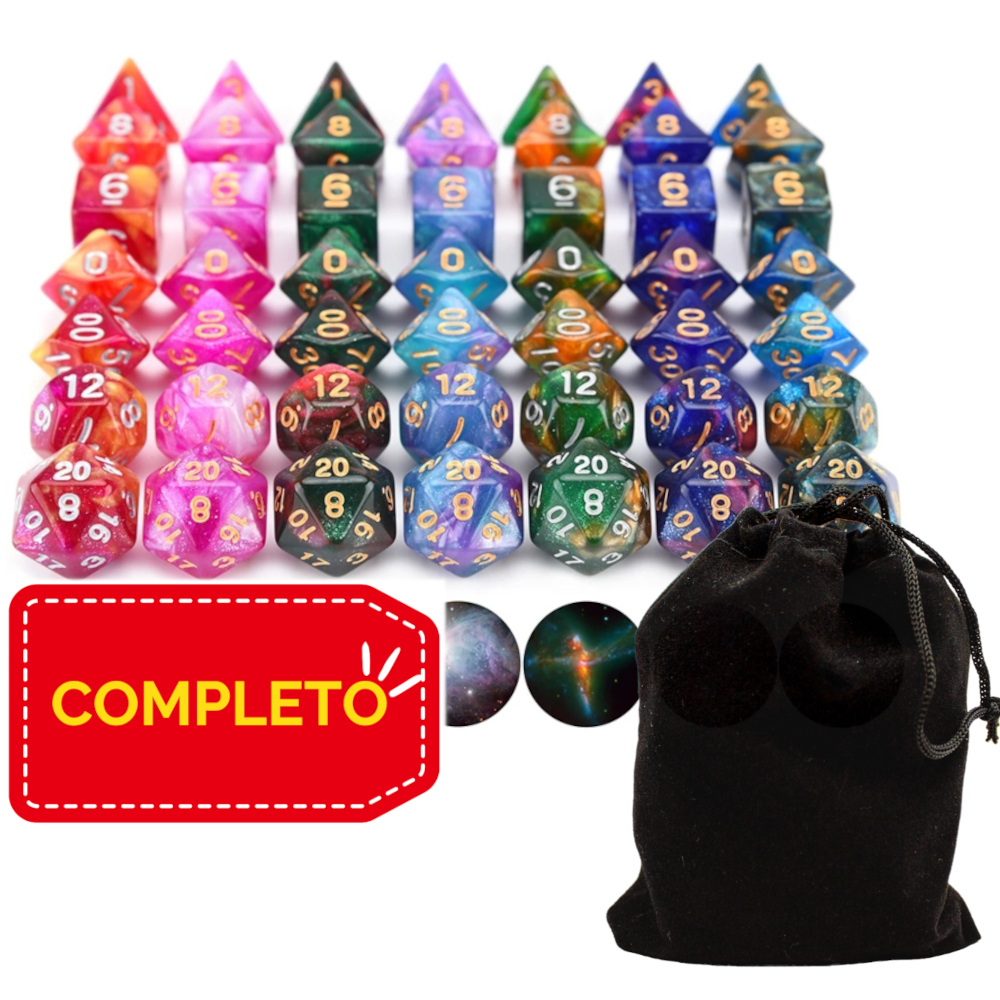 Coleção de Dados de RPG 35+ Dados + Bolsa de Veludo | Shopee Brasil