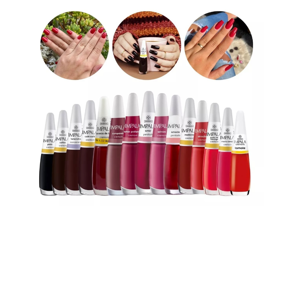 IMPALA - Kit 15 Esmaltes Tons Escuros - Vermelhos | Shopee Brasil