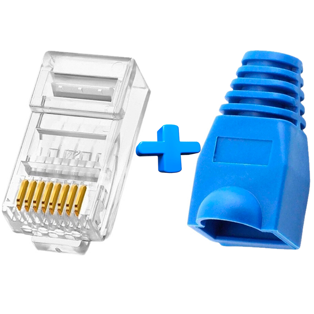 Kit Conector Conectores Rj45 + Capa Protetora Rj45 Para Cabo de Rede ...