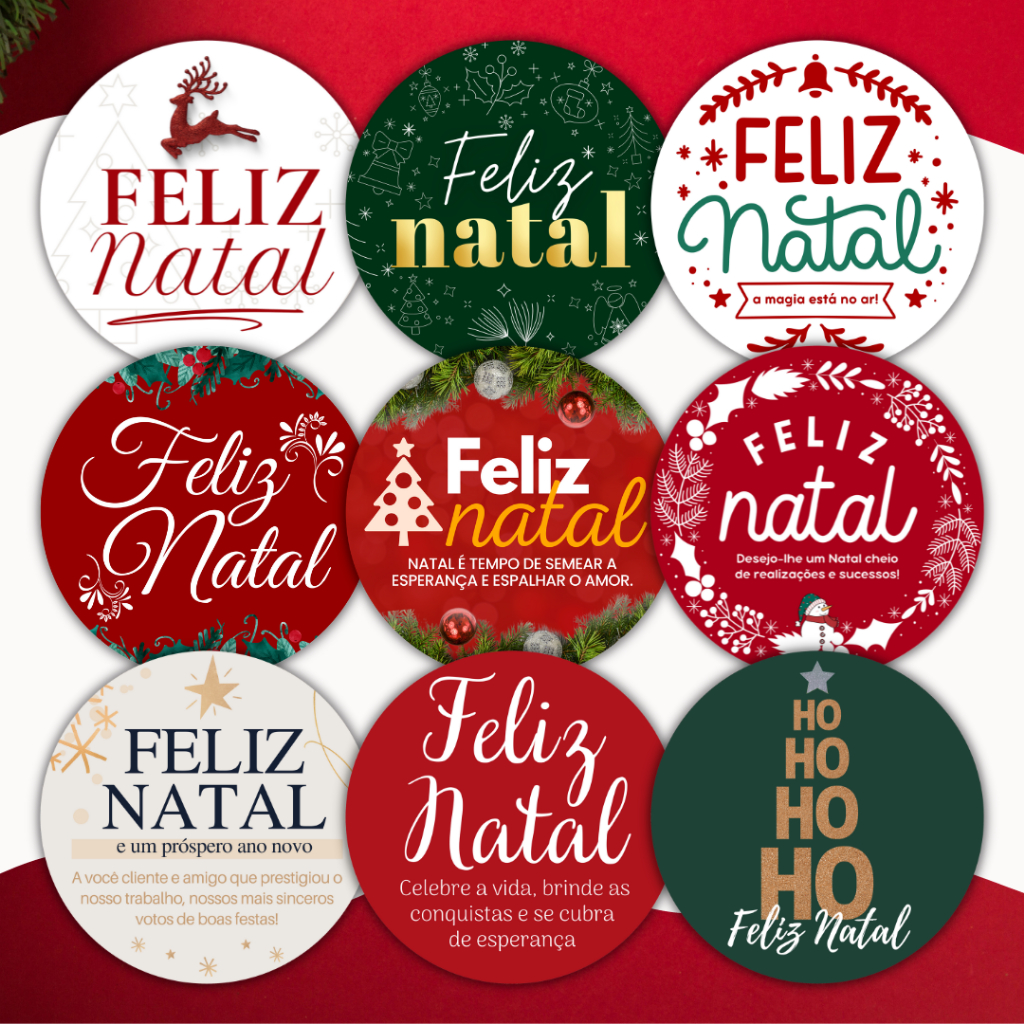 Kit 100 Etiquetas Adesivas Feliz Natal Embalagem Cliente Presente ...