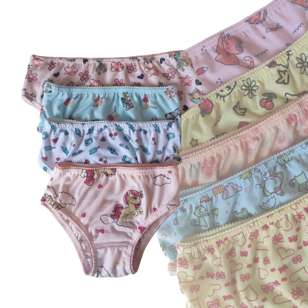 Calcinha Infantil menina com forro 100% algodão Kit 10 calcinhas ...