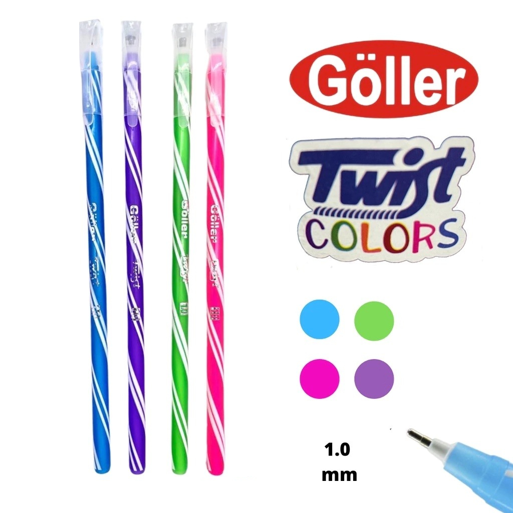 Kit 4 Canetas Esferográficas Twist Colors Ponta 1.0MM - Goller | Shopee ...