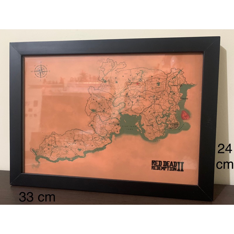 Quadro Mapa Game Red Dead Redemption 2 (com moldura de vidro e tamanho A4) | Shopee Brasil