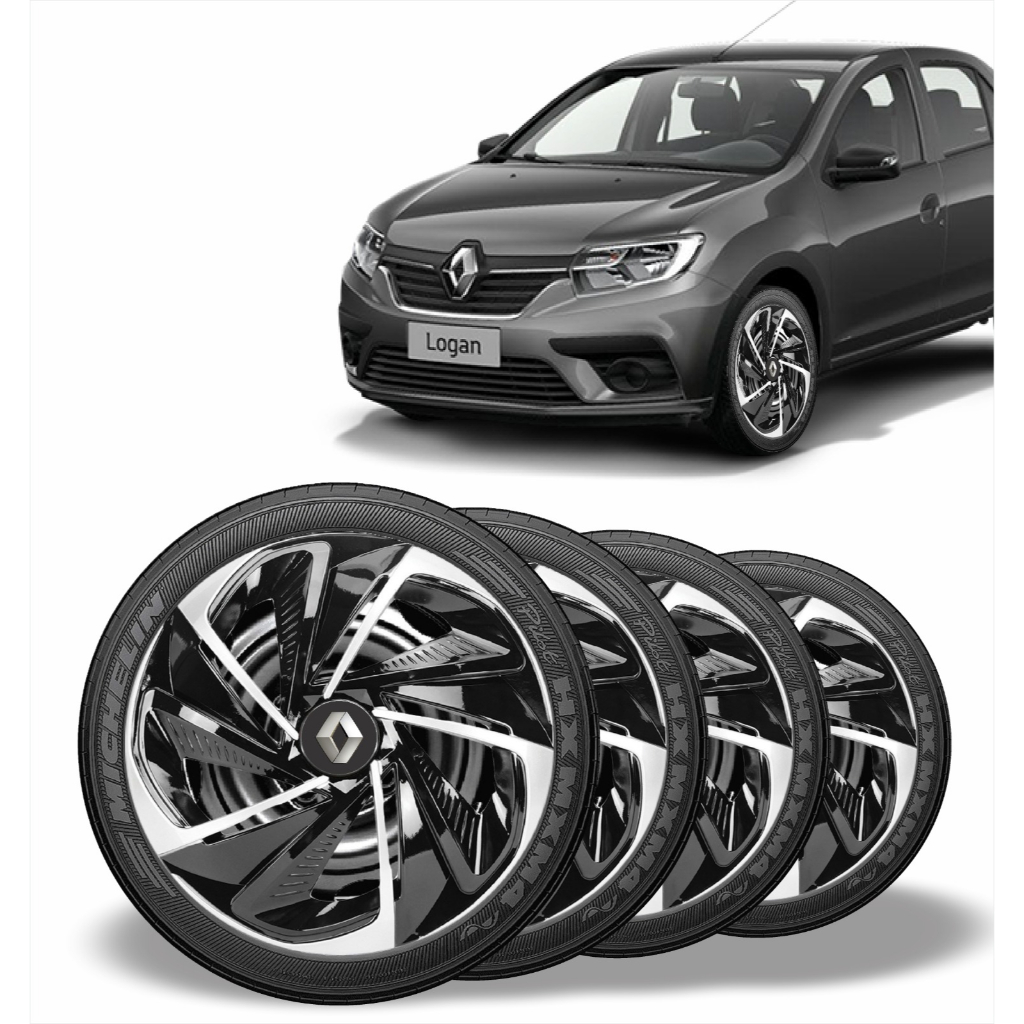 Kit 4 Calota Esportiva Nitro Aro 13/14 Renault Sandero Logan Clio | Shopee Brasil