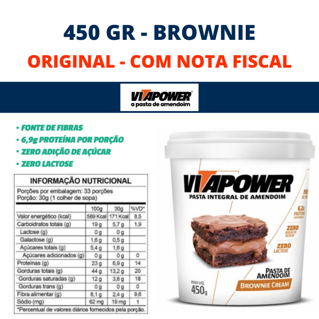 Pasta De Amendoim Vitapower 450g Gourmet e Air Tipo Sorvete Sabores ...