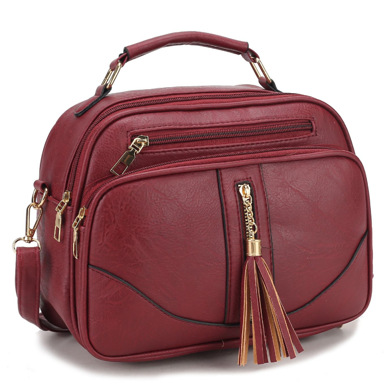Bolsa Feminina Com Alça Lateral Transversal Faixa de Mão De Couro V2336 ...