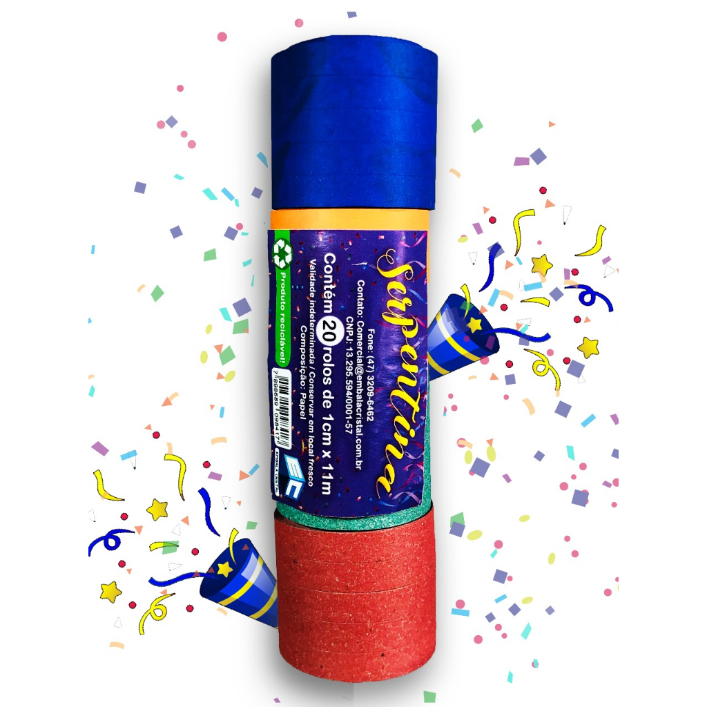 Serpentina Carnaval Festas de Papel Colorido Kit 20 Rolos Embala ...