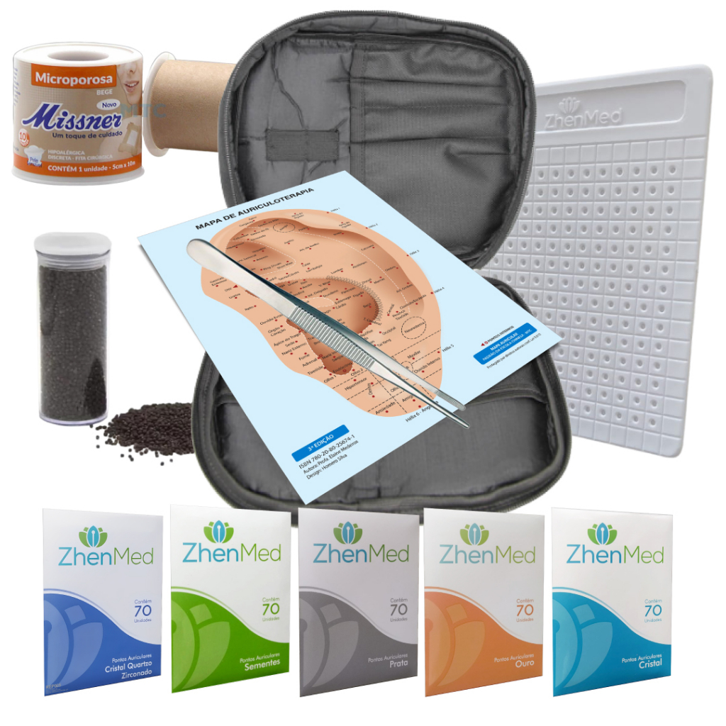 Kit Auriculoterapia 11 Acessórios com maleta Acupuntura Auricular ...