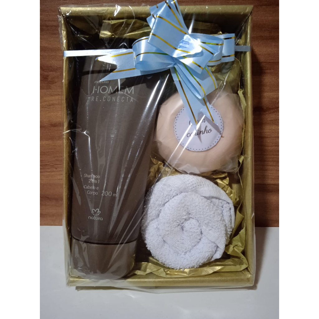 Kit Presente Shampoo + Sabonete + Toalhinha Natura - Masculino | Shopee ...
