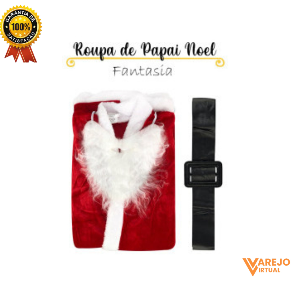 Roupa de Papai Noel de Feltro Tamanho Único com Blusão, Calça, Gorro ...