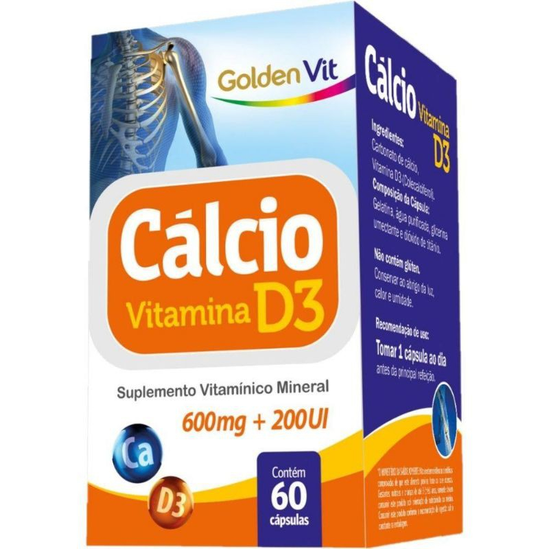 Cálcio + Vitamina D 600mg/200ui C/60 Cápsulas Golden Vit | Shopee Brasil