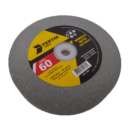 Rebolo Reto para Uso Geral 6" x 1" x 1.1/4" - Grão 60 - Fertak | Shopee ...