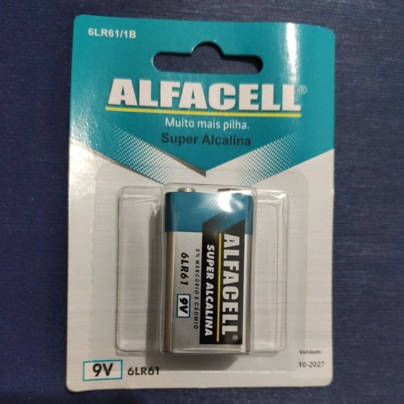 Bateria Alfacell 9V Super Alcalina 6LR61 / 1B 1.5V | Shopee Brasil