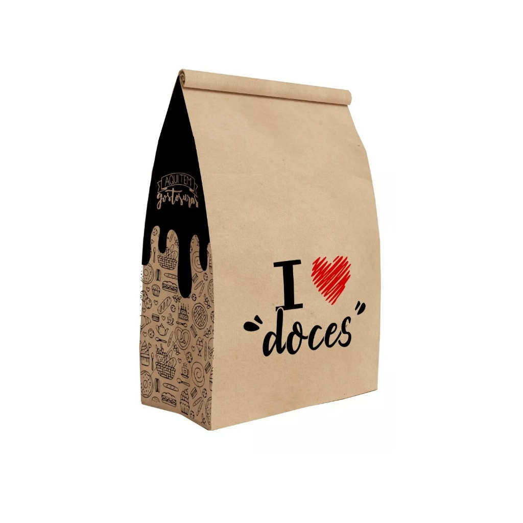 100 Saco Embalagem Kraft para Delivery Doces Doceria Donuts Cookies ...