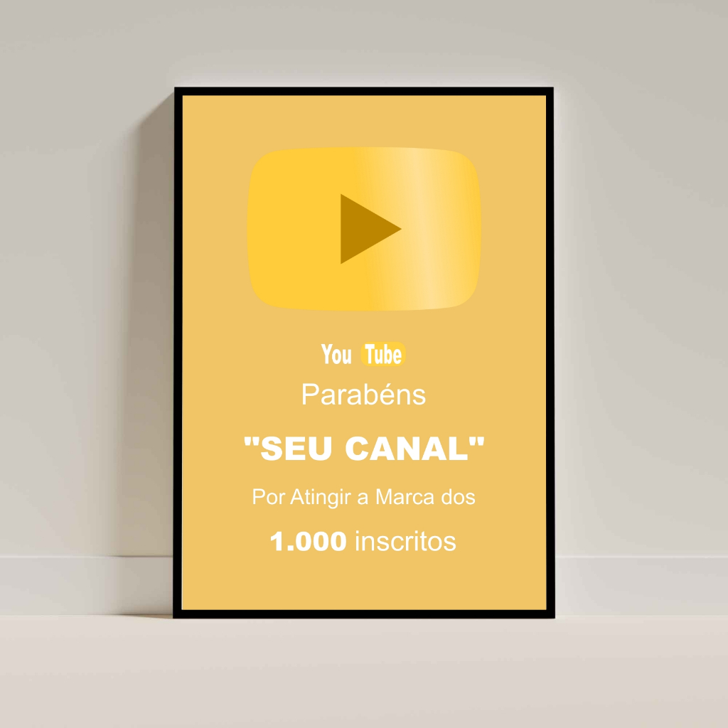 Quadro Youtube Personalizada Nome Do Canal Número Inscritos | Shopee Brasil