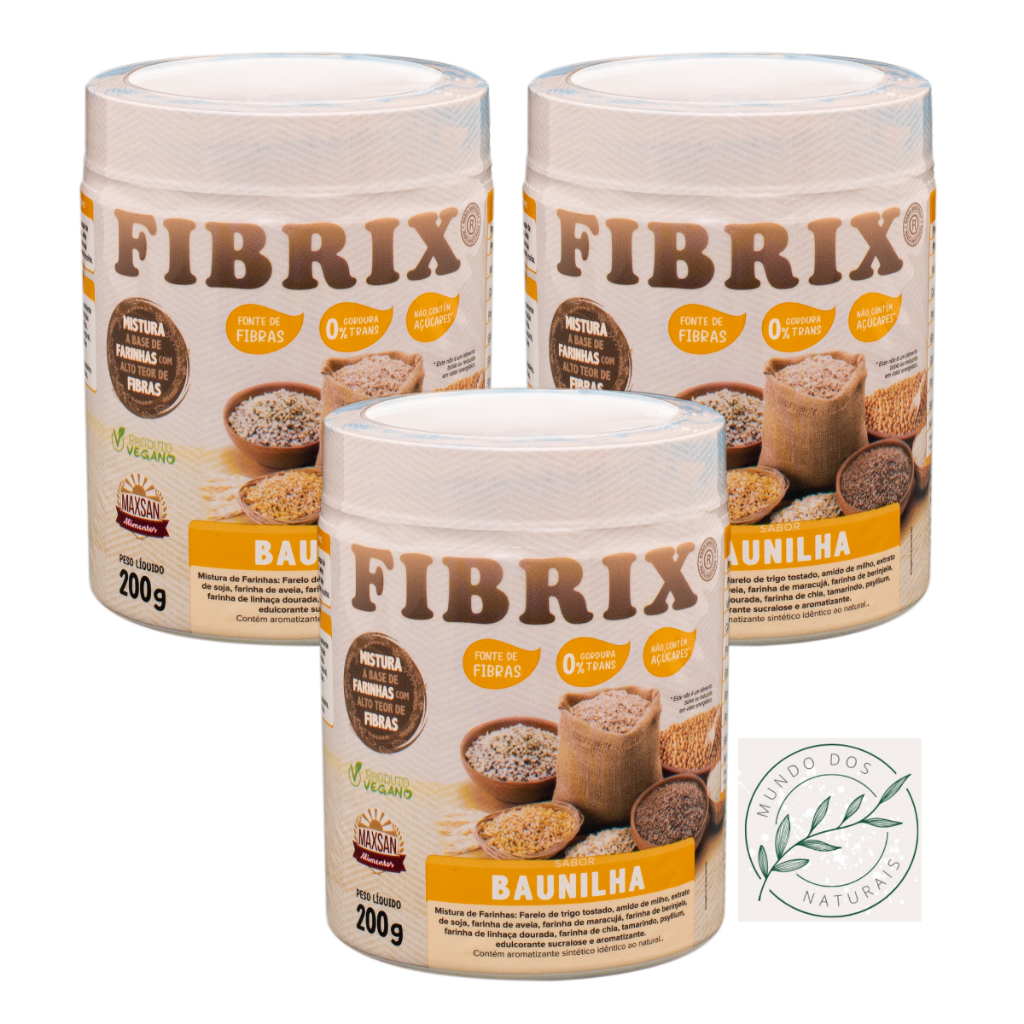kit 3x Fibrix Regulador Intestinal com Sabor de Baunilha 200g O Segredo ...